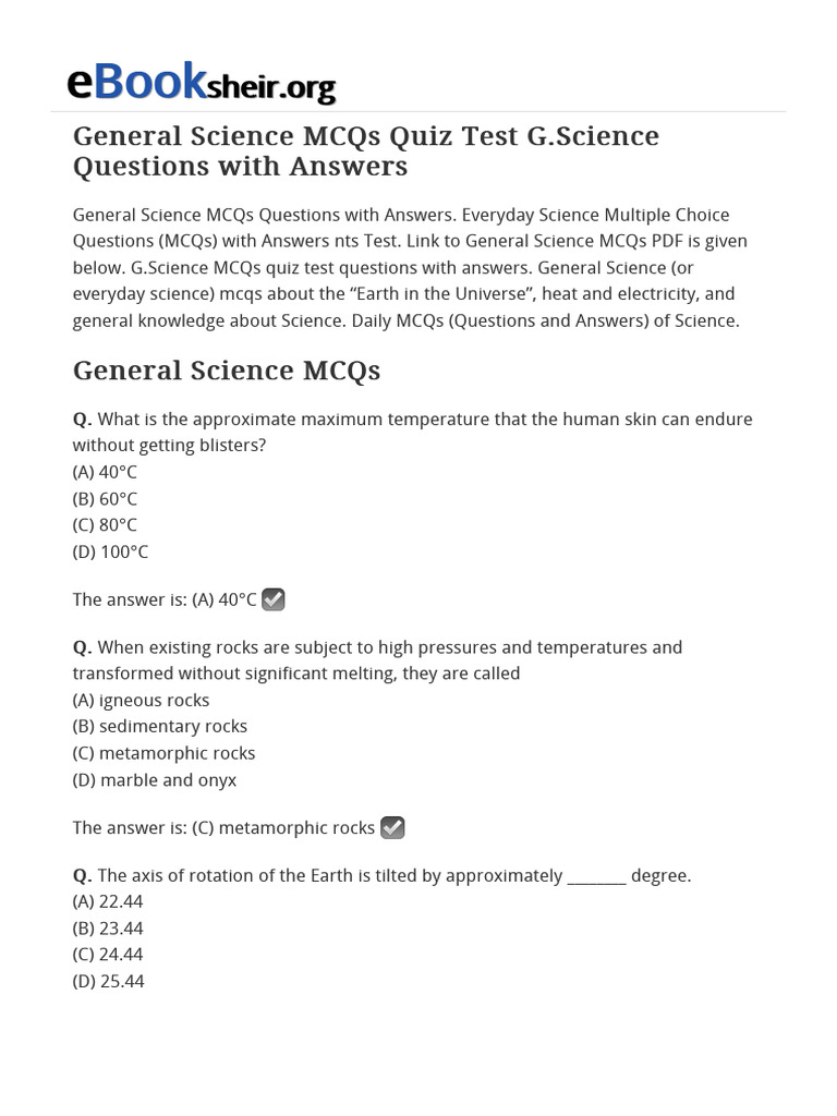 General Science MCQ 1 | PDF