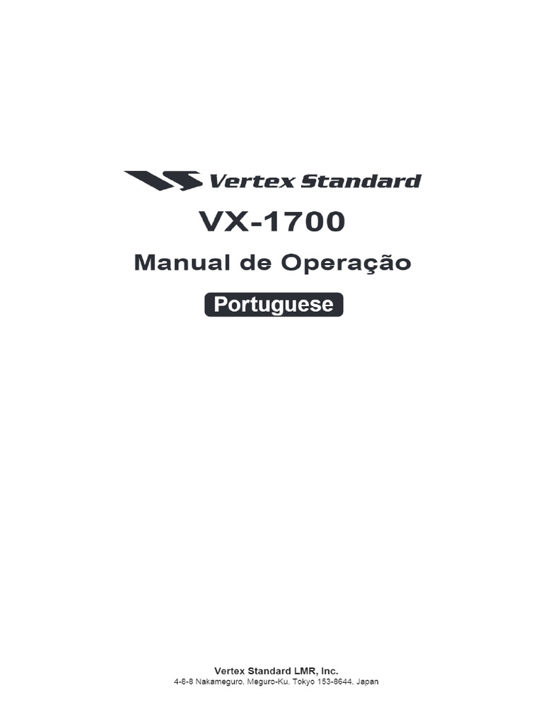 VX-1700 Manual de Operação Portuguese Vertex Standard LMR, Inc. - PDF | PDF