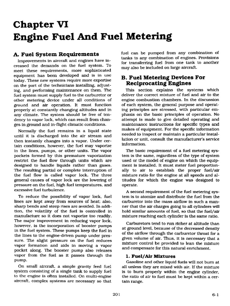 Chapter VI Engine Fuel and Fuel Metering | PDF