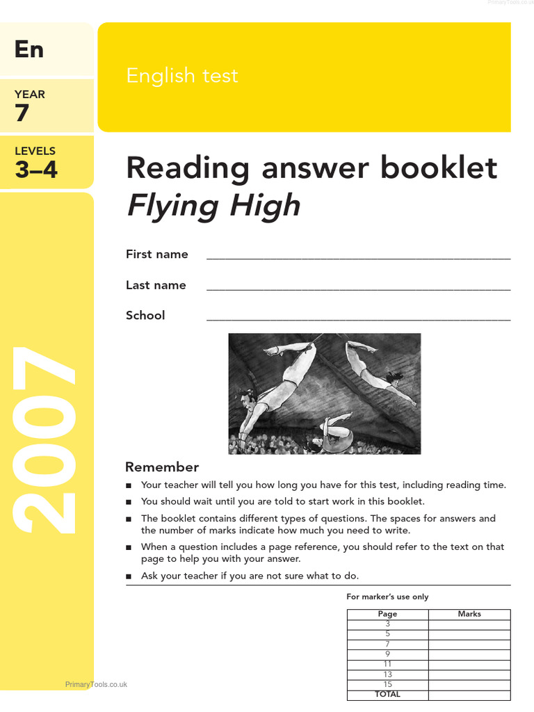 Yr7 2007 Reading Answer | PDF