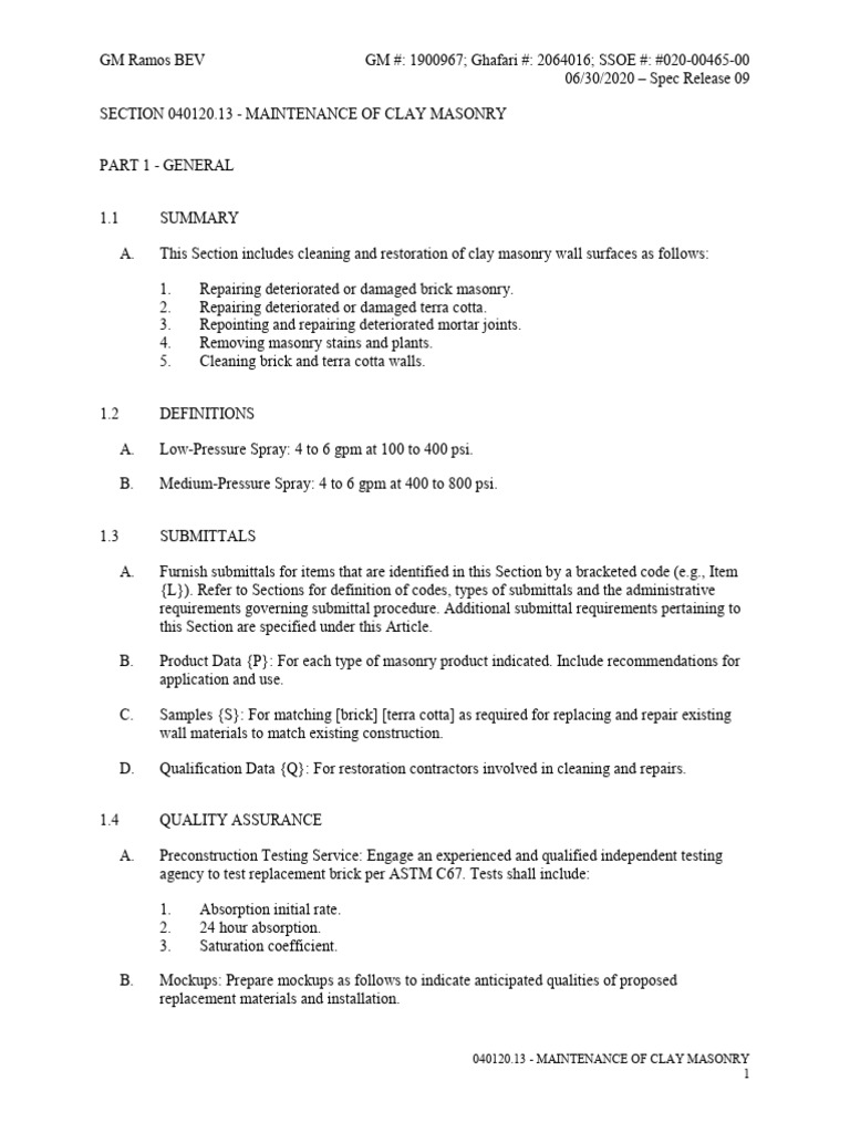 Clay Masonry Maintenance Guidelines | PDF | Mortar (Masonry) | Masonry
