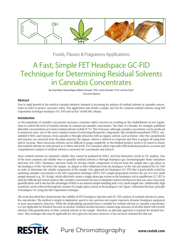 A Fast, Simple FET HS GC-FID Technique For Determining Residual ...