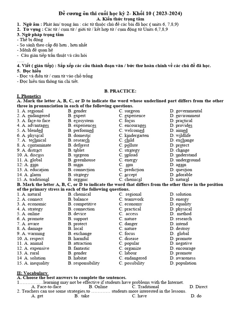 Đề Cương Ôn Thi CK 2 k10 | PDF | Climate Change | Greenhouse Effect