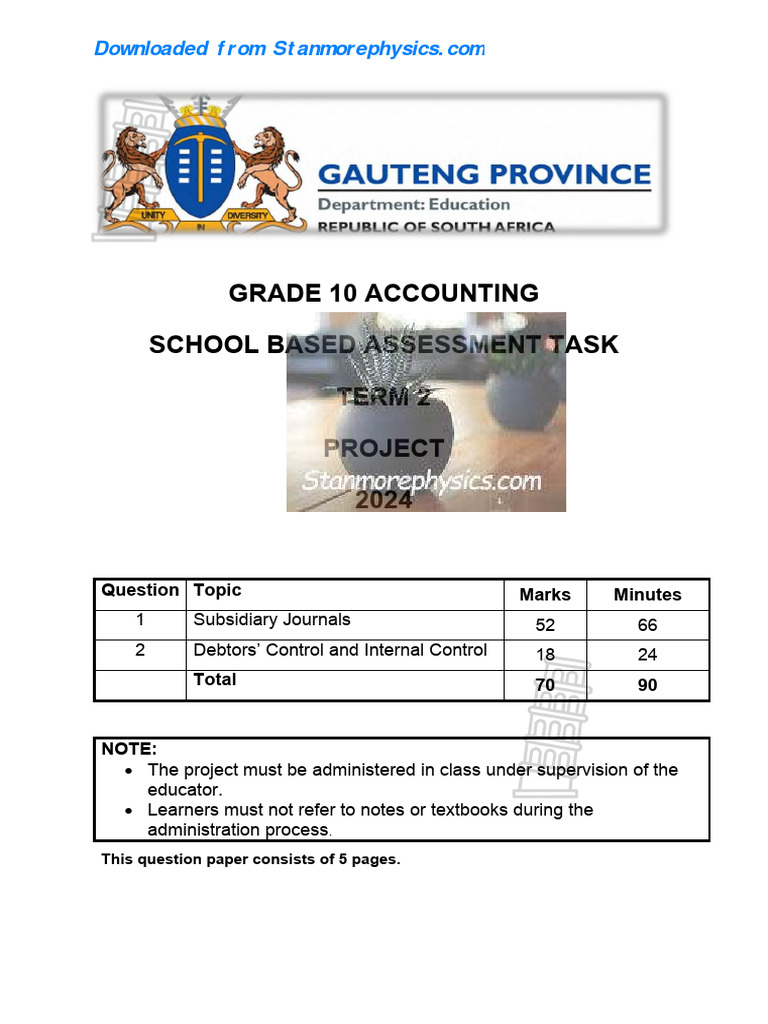 GP Accounting Grade 10 Project 2024 | PDF | Debits And Credits ...