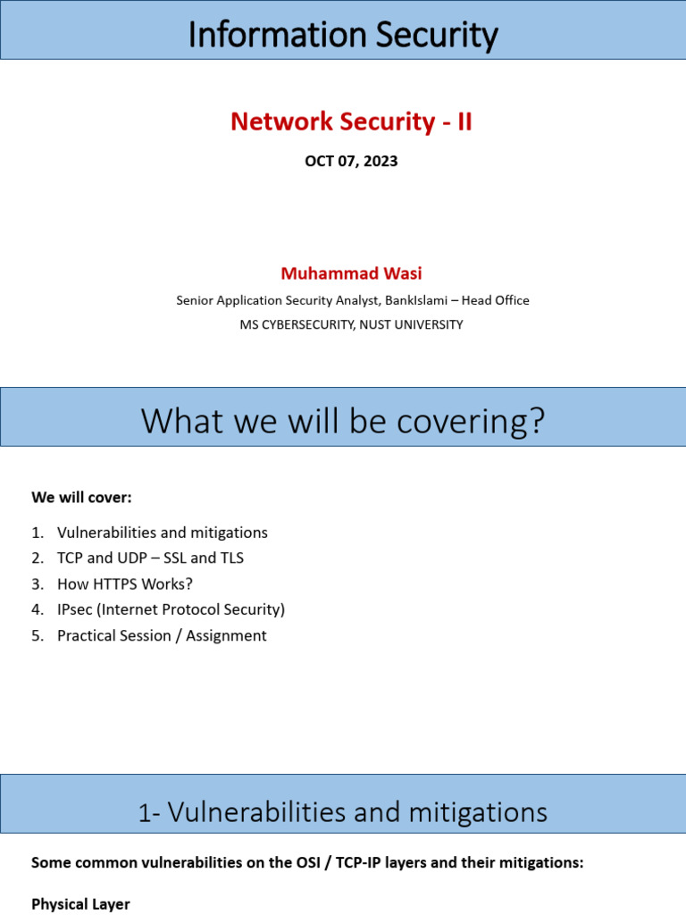 07-Class - Network Security II - Information Security | PDF | Transport Layer Security | Denial ...