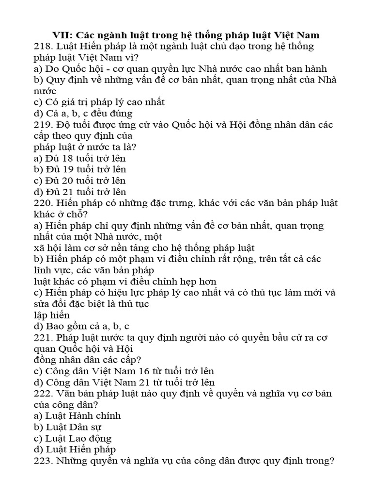 Vii Các Ngành Luật Trong Hệ Thống Pháp Luật Việt Nam Pdf