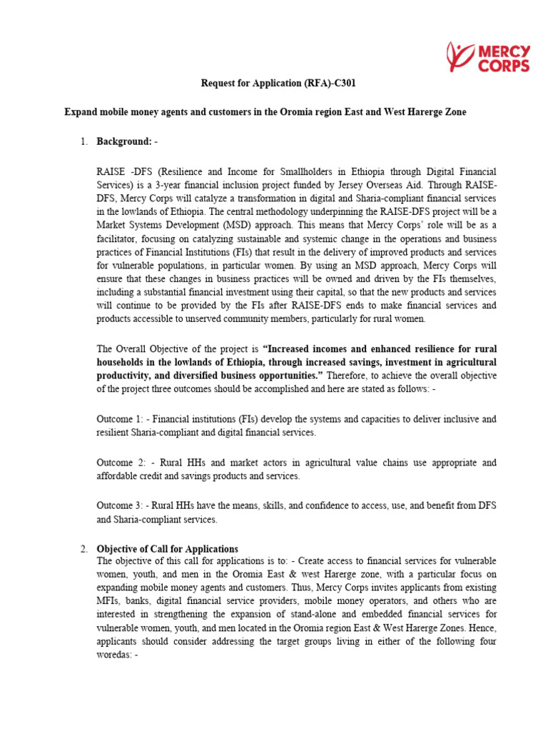 Call For Application Expand Mobile Money Agents and Customer 1 | PDF ...