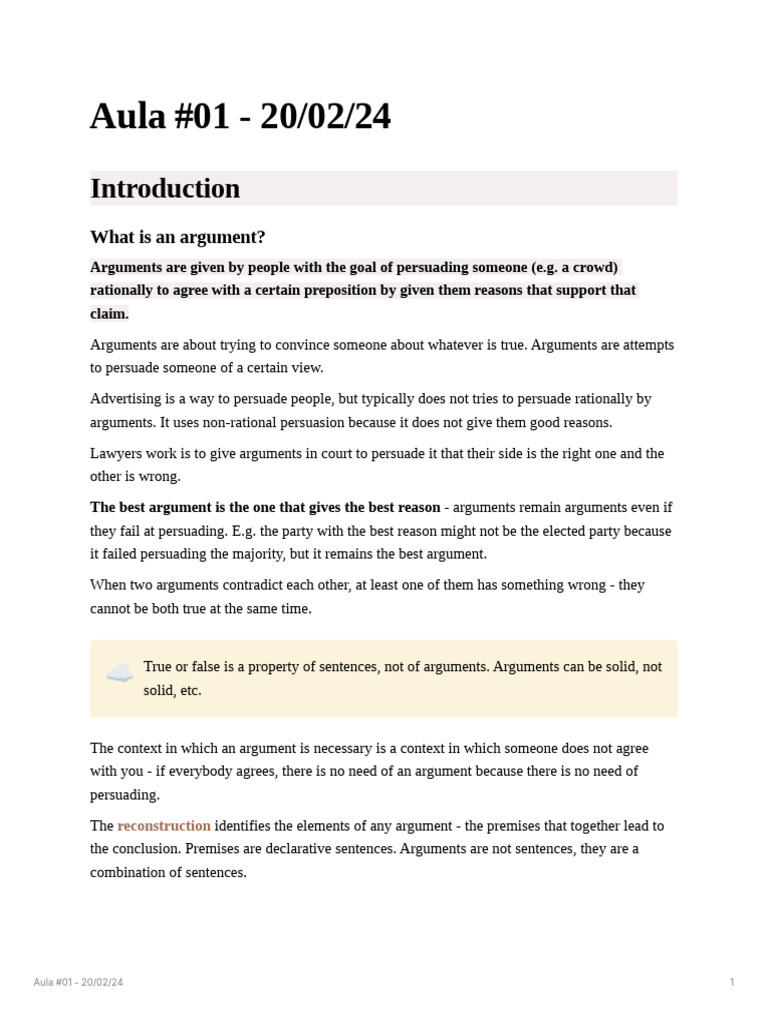 Aula 01 - 200224 | PDF | Argument | Epistemology