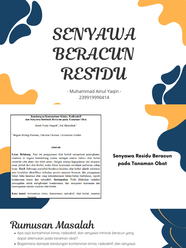 Presentasi Senyawa Beracun Residu | PDF | Kesehatan Holistik