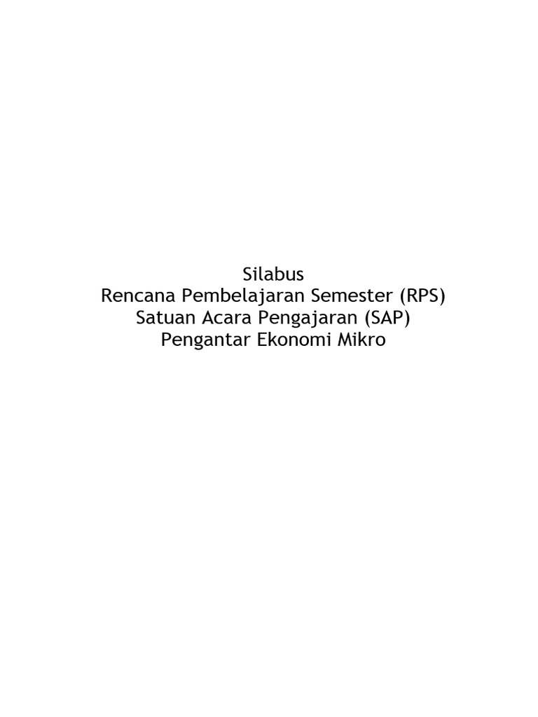 Pengantar - Mikro Silabus RPP Sap | PDF