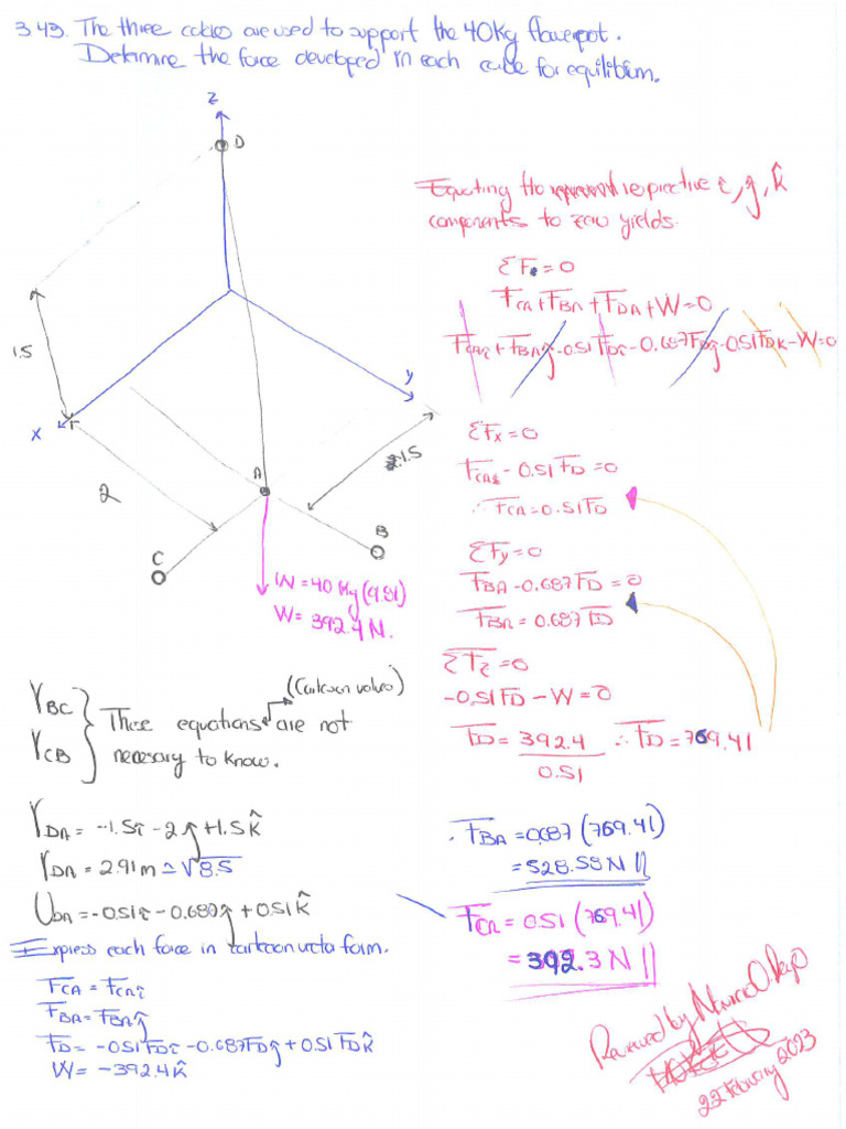 Hibbeler - Engineering Mechanics Statics - Chapter - 3 - P3.43 | PDF