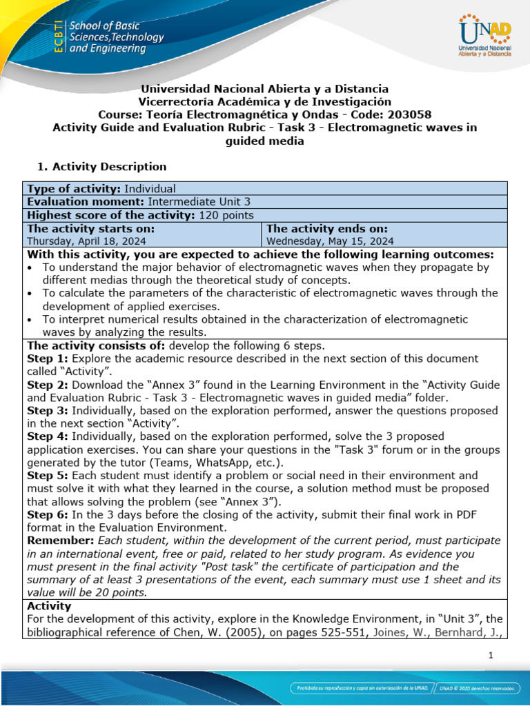 Activity Guide and Evaluation Rubric - Unit 3 - Task 3 - Electromagnetic Waves in Guided Media ...