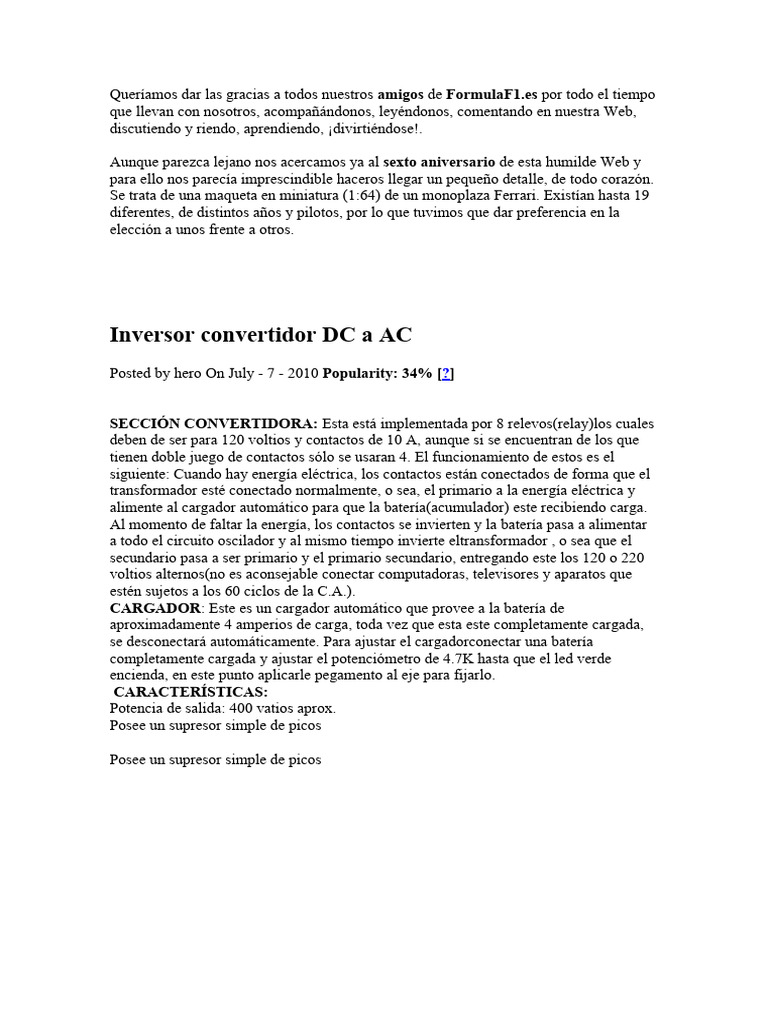 Guía de Inversor Convertidor DC a AC | PDF | Resistor | Diodo emisor de luz
