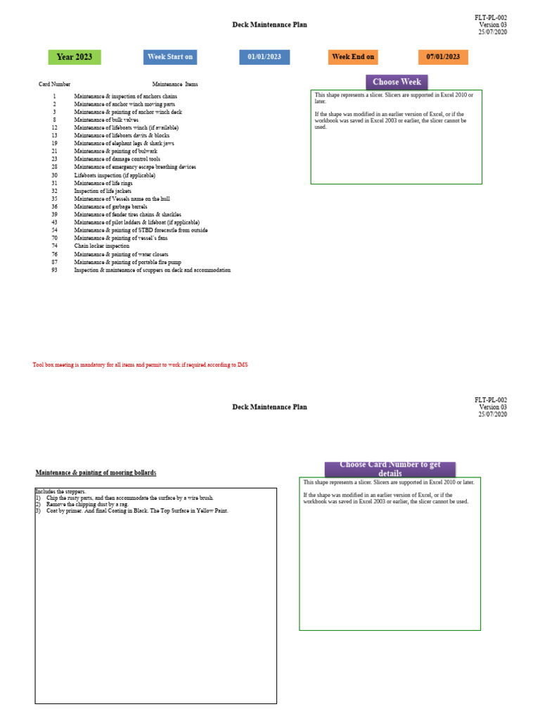 FLT-PL-002 Deck Maintenance Plan 2023 | PDF