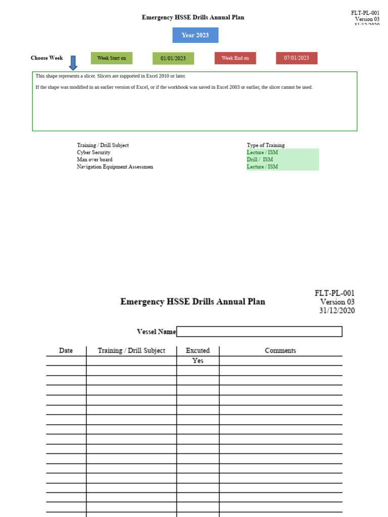 FLT-PL-001 Contingency HSSE Drills Annual Plan 2023 | PDF | Water ...