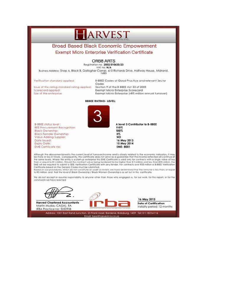 BBBEE Certificate | PDF