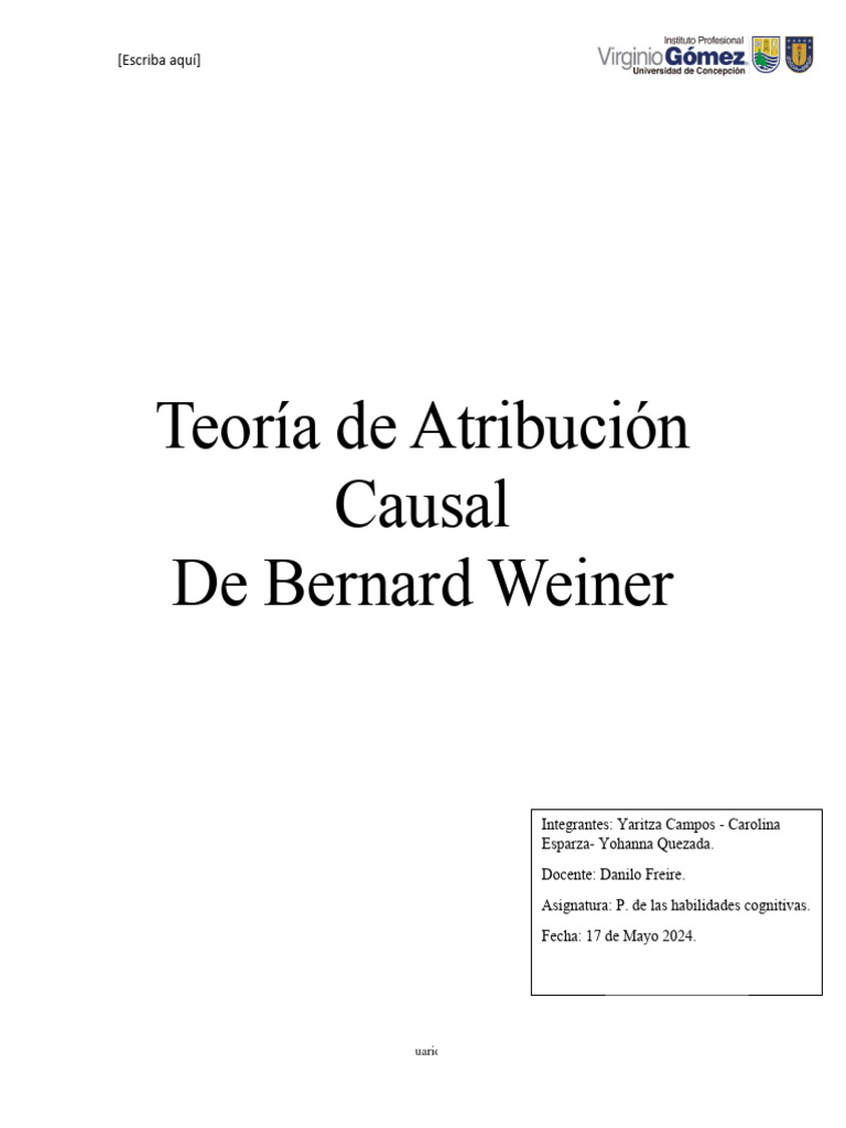 Teoría Atribucional de Bernard Weiner | PDF | Neurociencia | Sicología