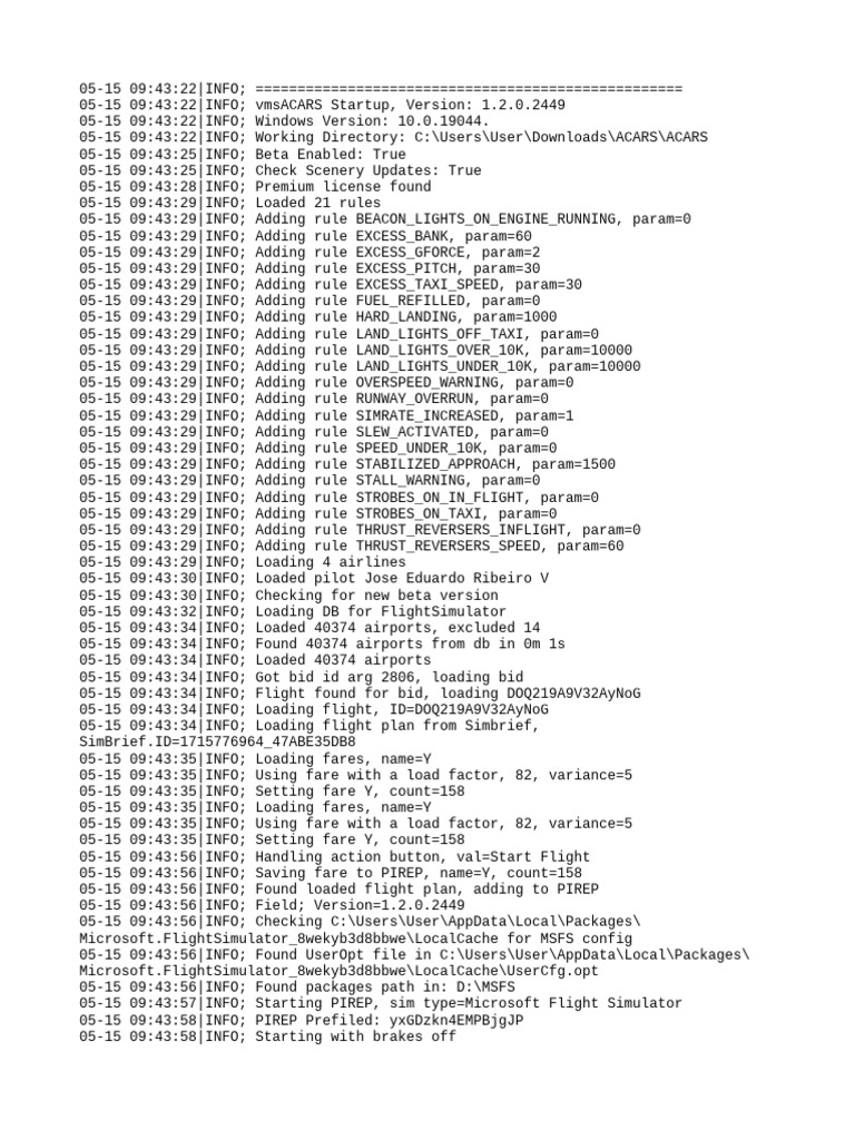 vmsACARS Flight Simulation Log | PDF | Runway | Takeoff