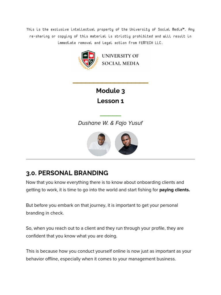 Module 3 - Lesson 1 - Dushane & Yusuf | PDF | Social Media | Popular ...