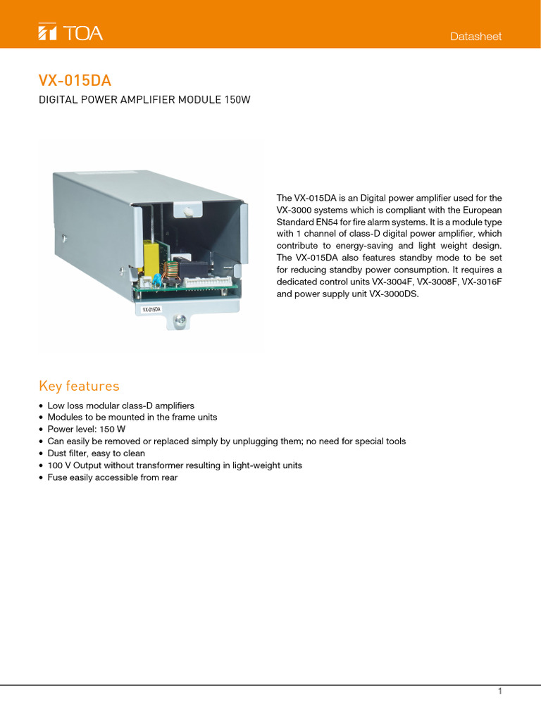 VX-0150 DS Amplifier Datasheet | PDF | Amplifier | Capacitor
