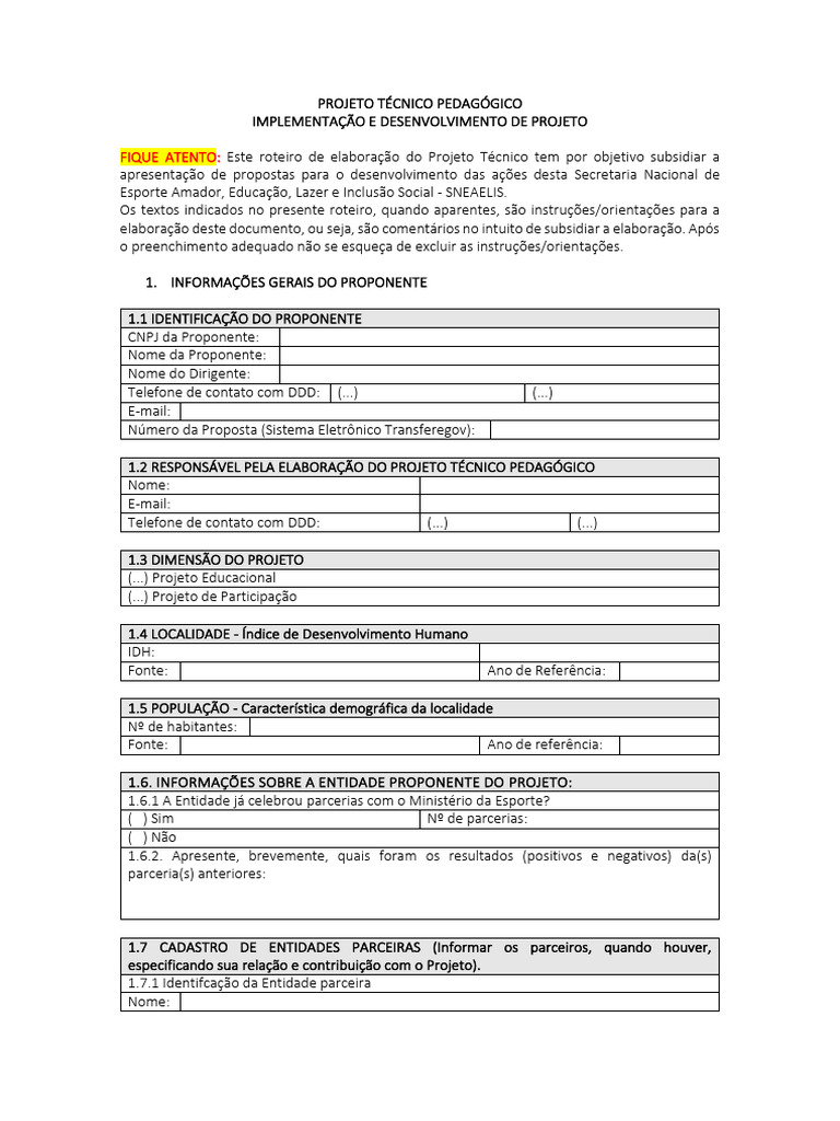 Modelo de Projeto Técnico - Projetos (1) | PDF | Gestão de recursos humanos | Mídia de massa