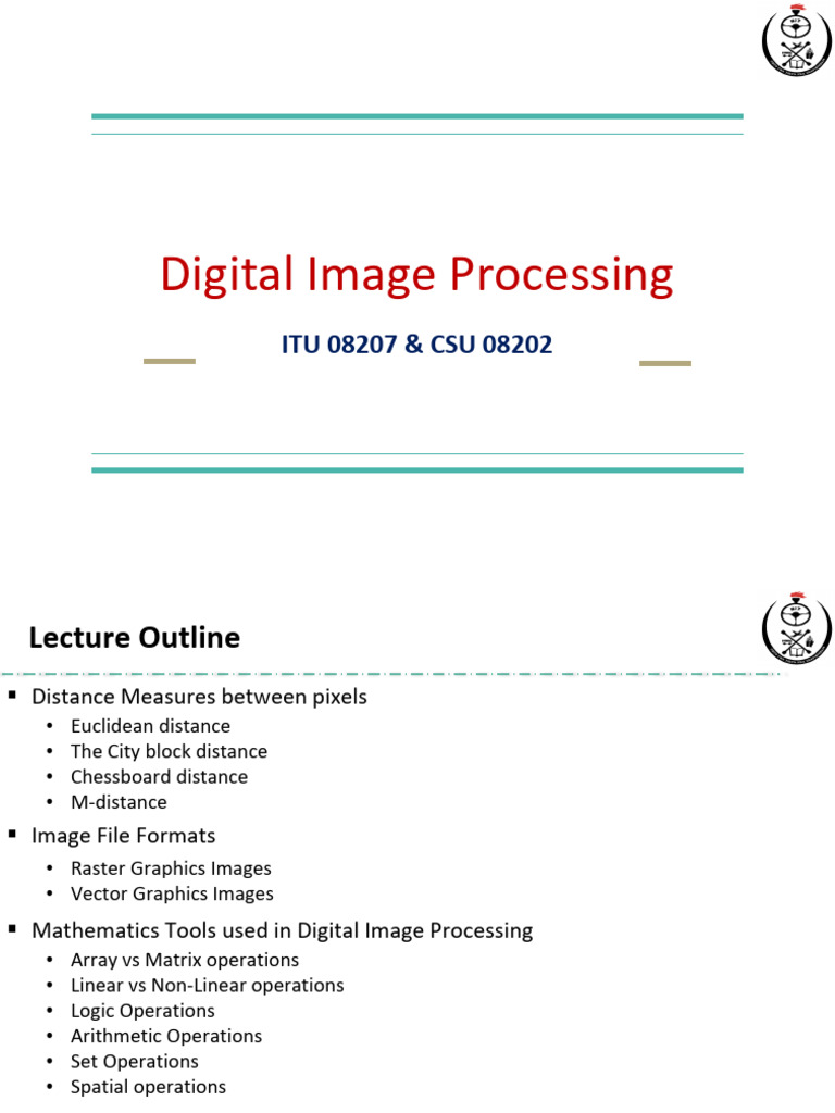 Dip Lecture 3 Pdf Pixel Distance 