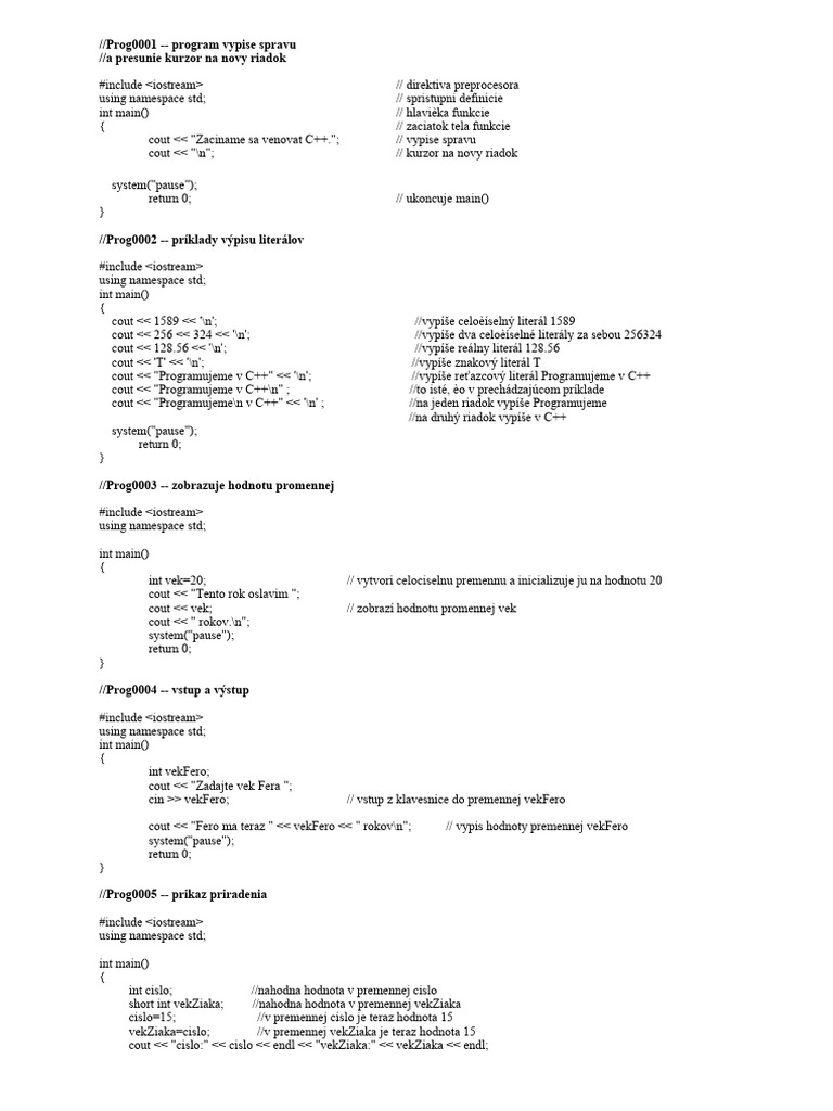 Vzorove Zdrojove Kody (1-16) | PDF