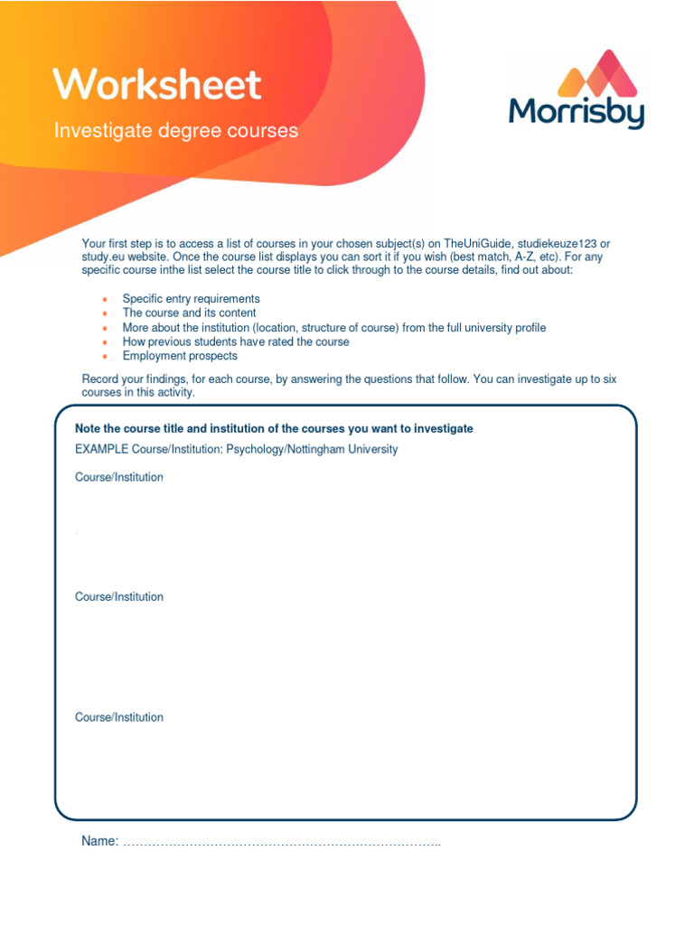 Worksheet - Investigating Degrees | PDF | Career & Growth | Business
