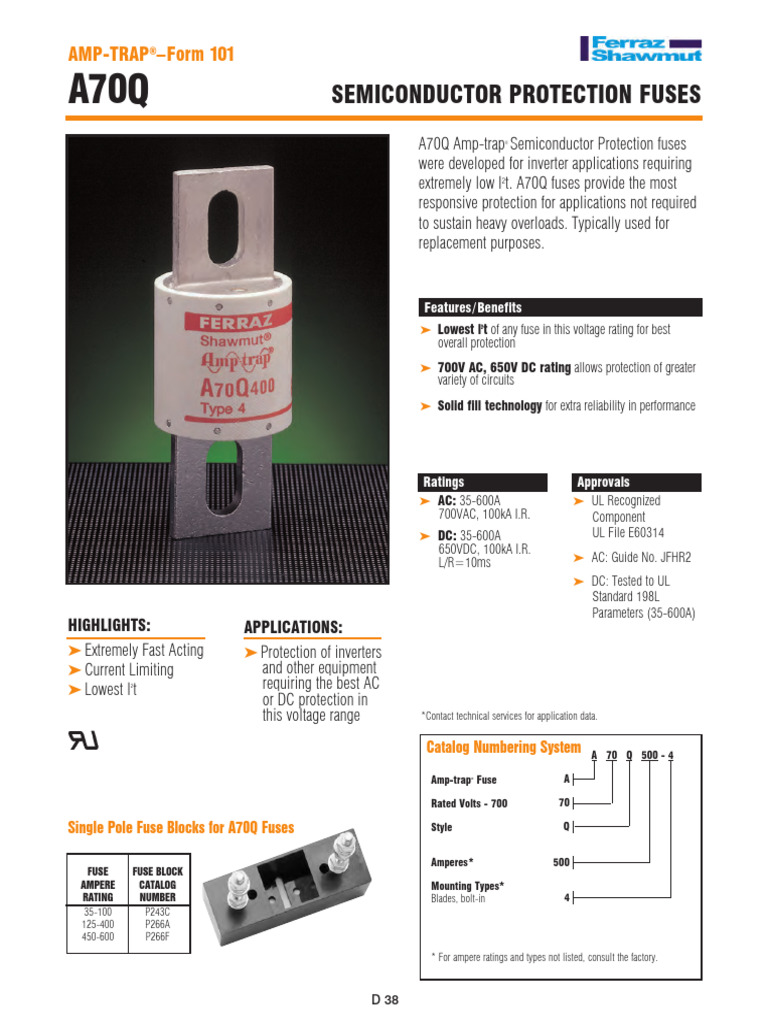 A70Q | PDF | Fuse (Electrical) | Electricity