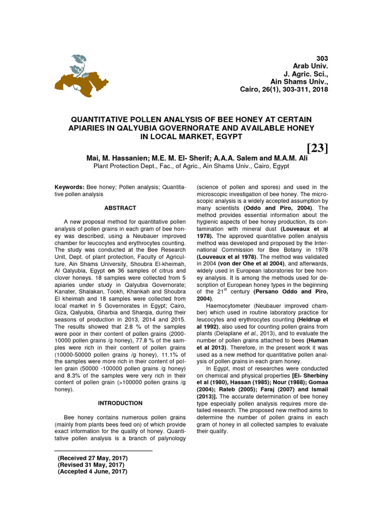 AJS Volume 26 Issue 1 Pages 303-311 | PDF | Honey | Mean