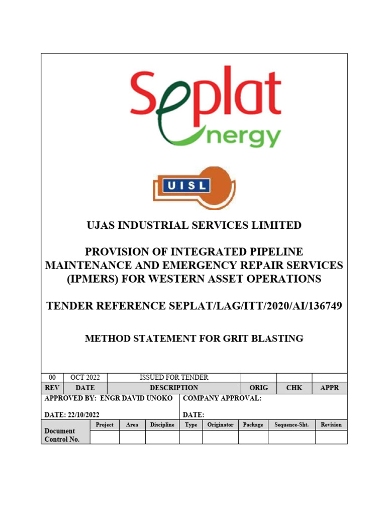 C.1.3 Method Statement For Sand Blasting | PDF | Industrial Processes