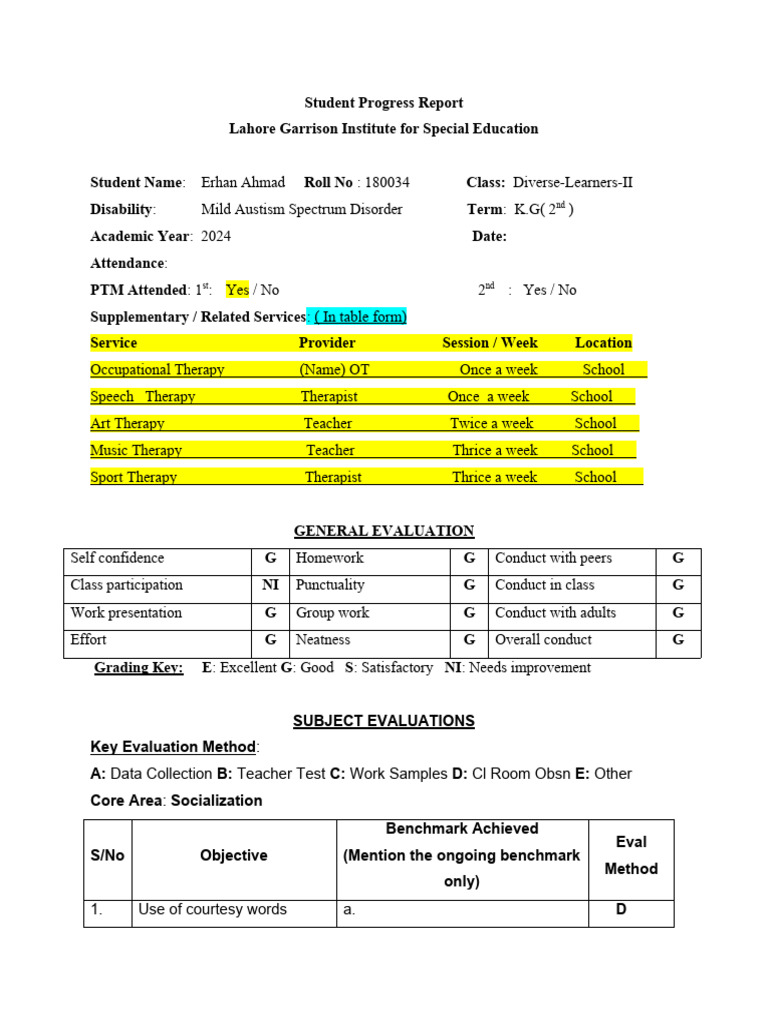 D. STUDENT PROGRESS REPORT | PDF | Psychotherapy | Cognition