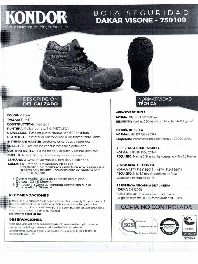 Ficha Tecnica Botas | PDF