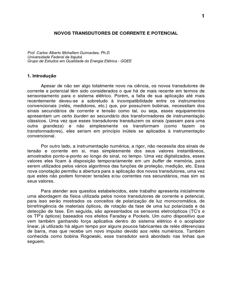 Novos Transdutores de Corrente e Potencial - 2 | PDF | Polarização ...