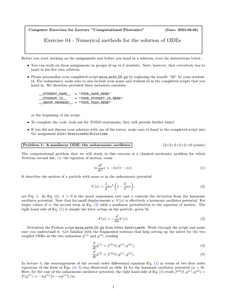 Assignment Ex04 | PDF | Physics | Applied Mathematics