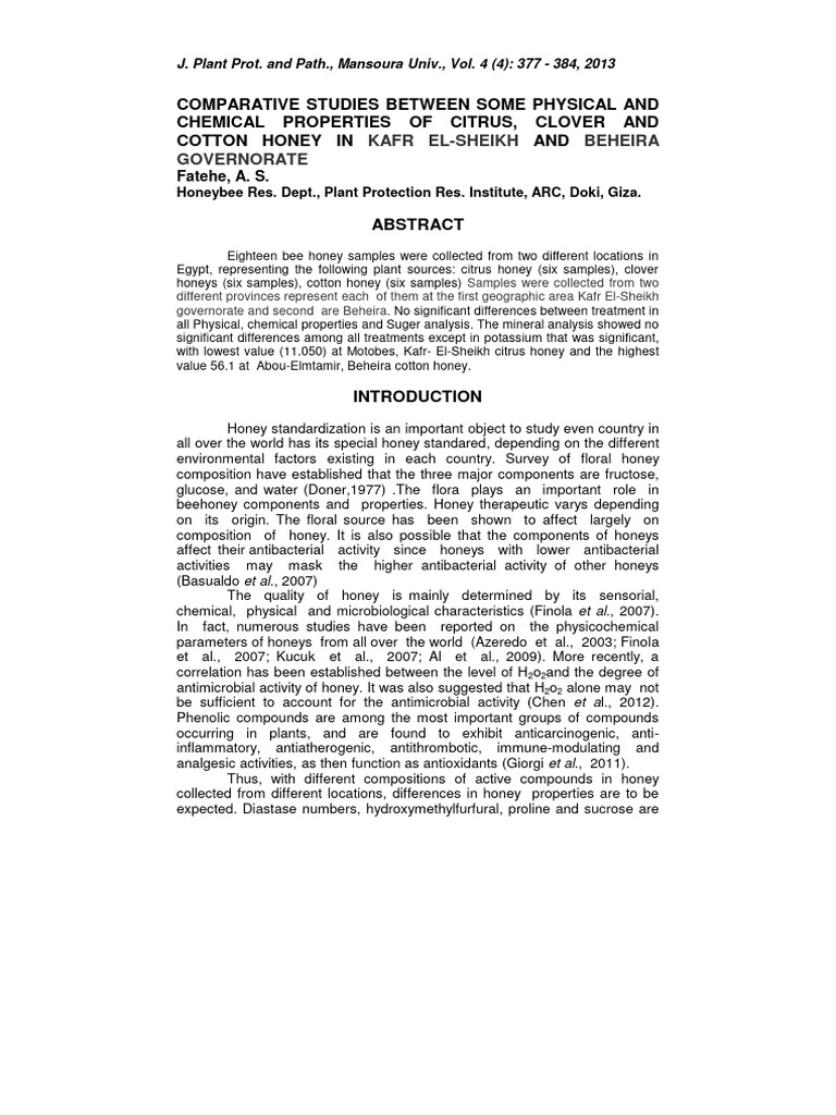 JPPP Volume 4 Issue 4 Pages 377-384 | PDF | Honey | Fructose