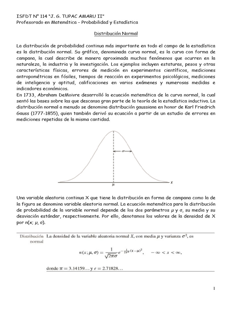 Distribucion Normal | PDF | Distribución normal | Desviación Estándar