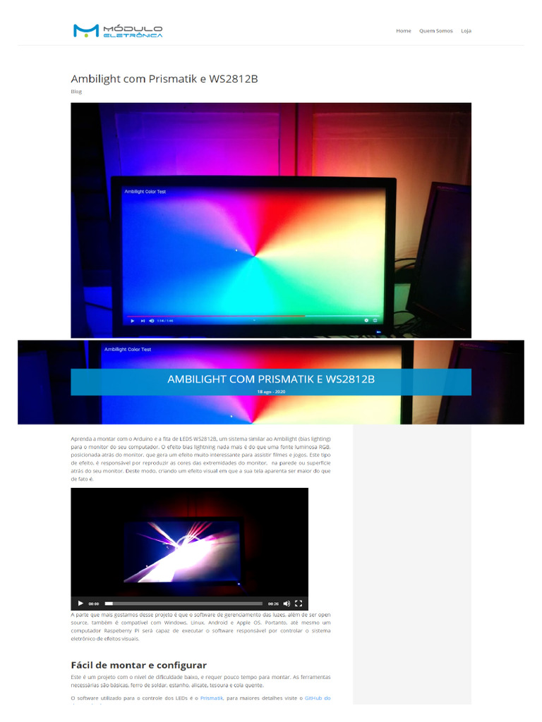 Ambilight Com Prismatik e WS2812B | PDF