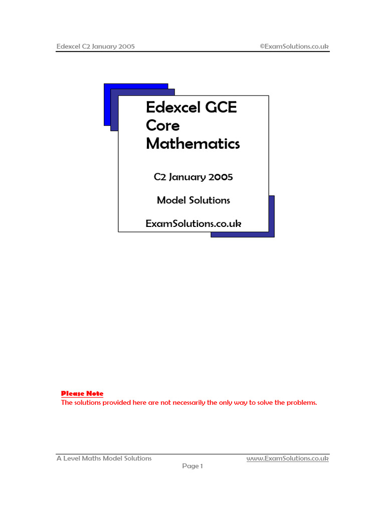 C2 - Jan - 05 Model Solution | PDF | Area | Circle
