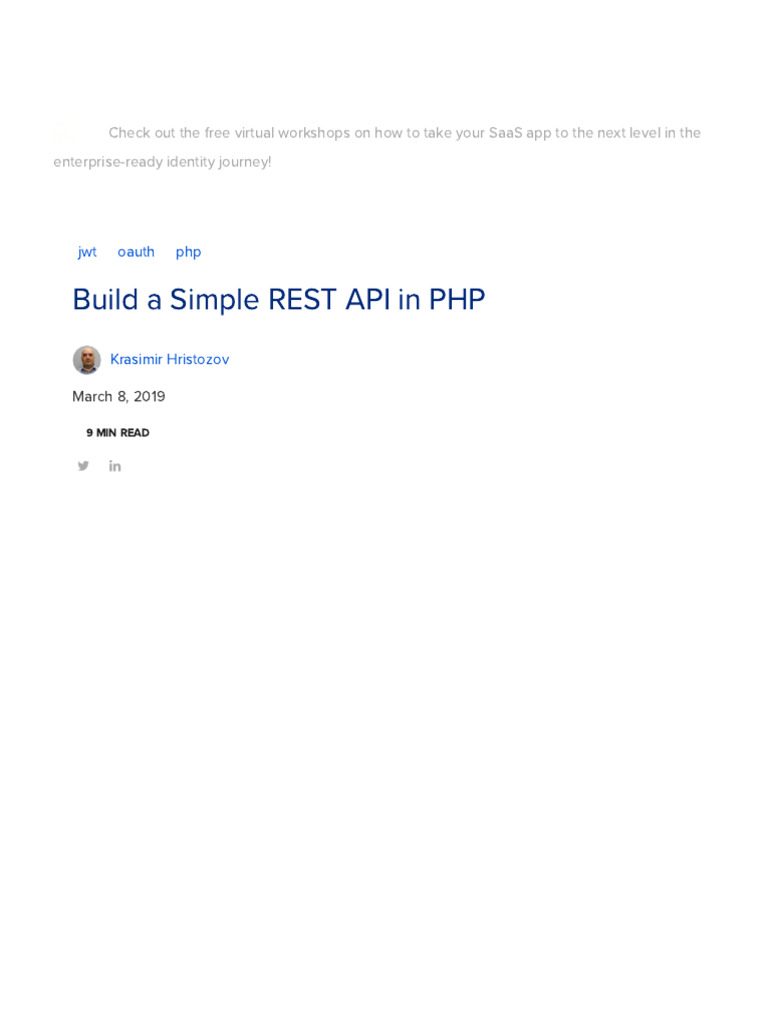 Build A Simple REST API in PHP - Okta Developer | PDF | Web Server ... Build A Simple REST API in PHP - Okta Developer | PDF | Web Server ...