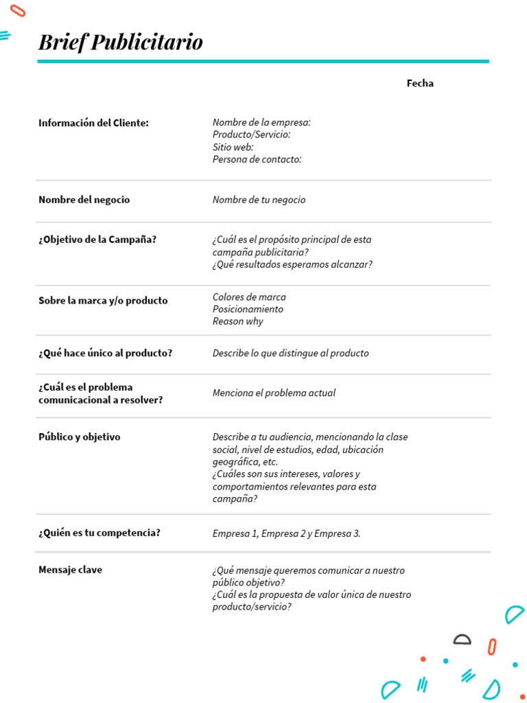 Brief de Diseño Creativo | PDF | Publicidad | Marca