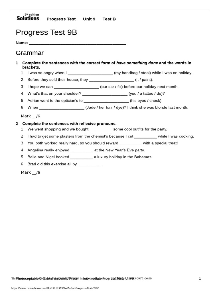 Progress Test 9B: Grammar | PDF | Advertising | Money