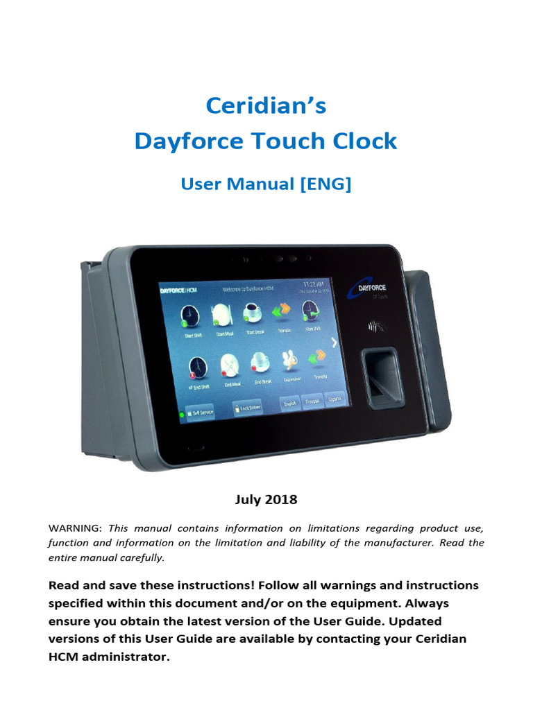 Dayforce Touch Timeclock | PDF | Rechargeable Battery | Ip Address