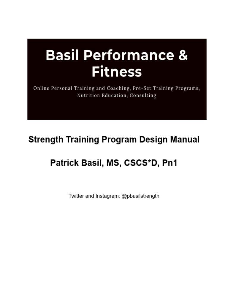 Strength Training Program Design Manual Pat Basil | Download Free PDF ...