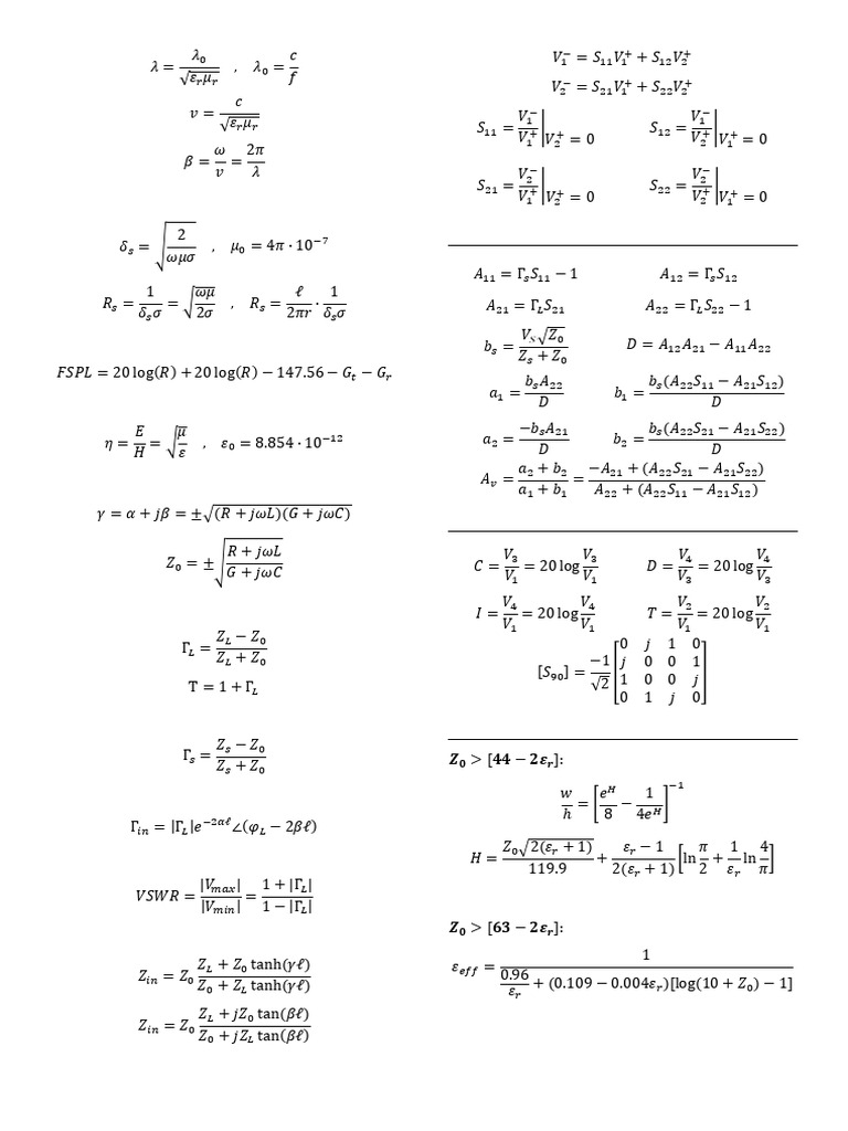Final Formula Sheet | PDF