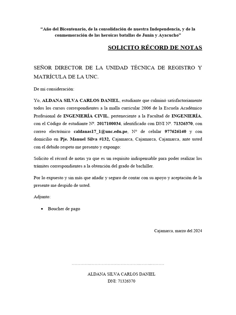 SOLICITUD RECORD DE NOTAS | PDF