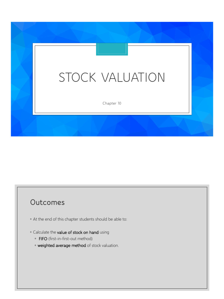 Stock Valuation: FIFO & Weighted Average | PDF | Debits And Credits ...