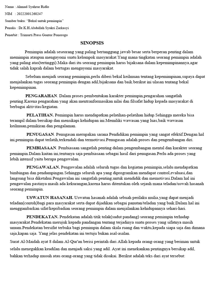 Sinopsis Ridho | PDF