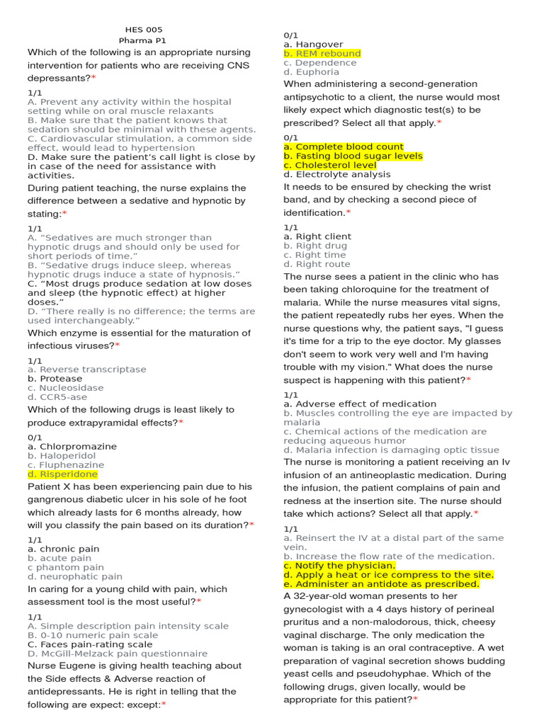 Pharma p1p2 Rbe Exam 1 | PDF | Pain | Dementia