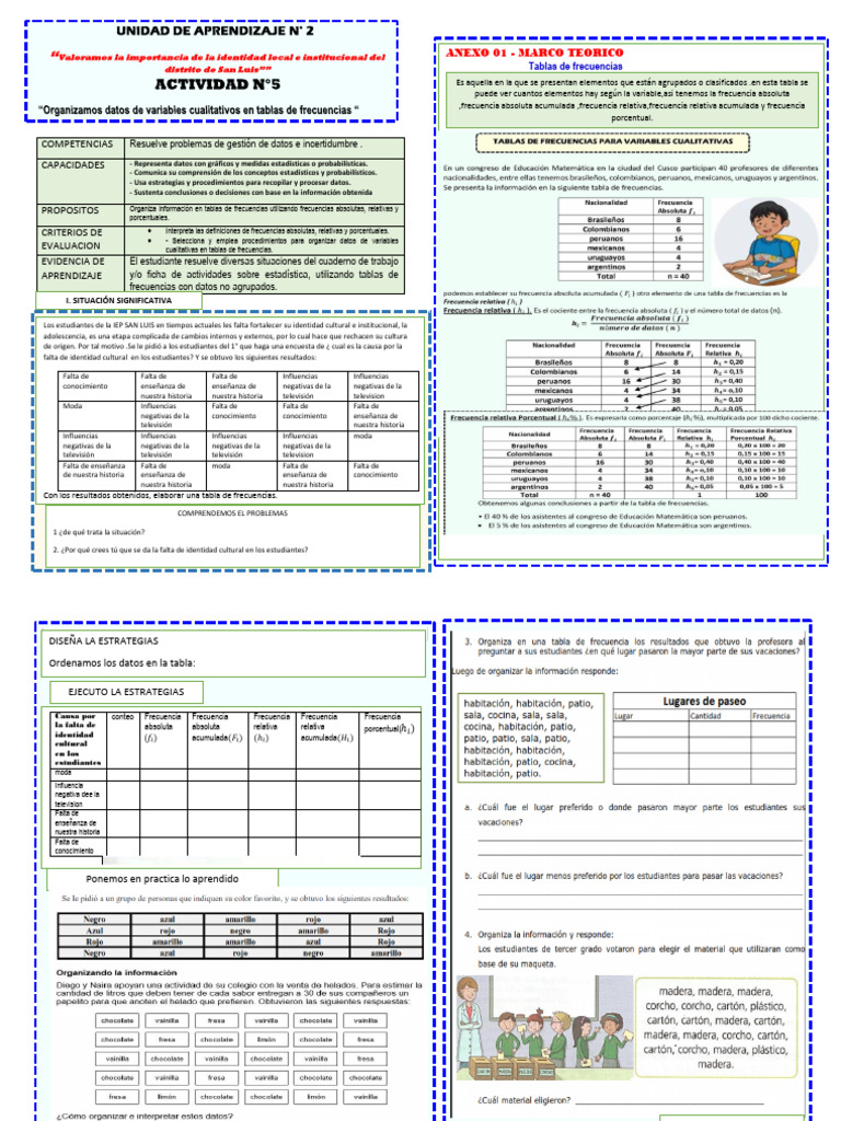 Ficha 5 Semana 2 Eda 2 1° | Descargar gratis PDF | Estadísticas | Conocimiento